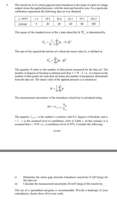 Solved 5 The Sensitivity Sofa Strain Gage Pressure Chegg