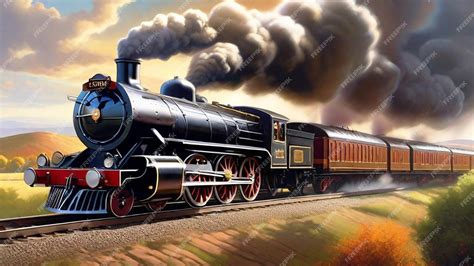Premium Photo Classic Train With Steam Engine Steam Powered Journey