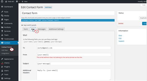WordPress How To Deal With Contact Form7 Plugin This Email Address