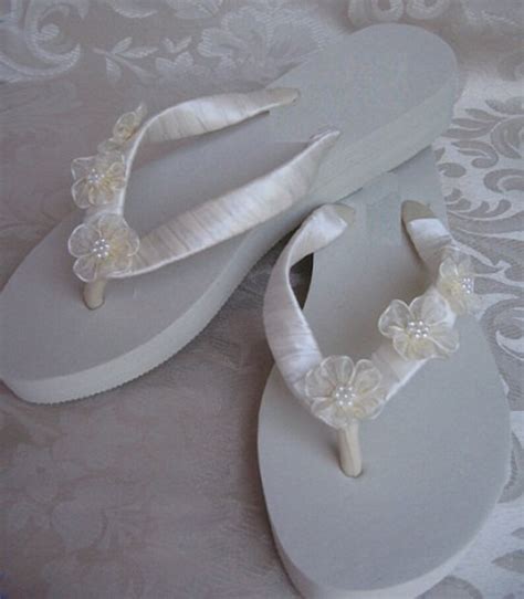 Sale Ivory Flip Flops White Wedge Flip Flops Sandals With Etsy