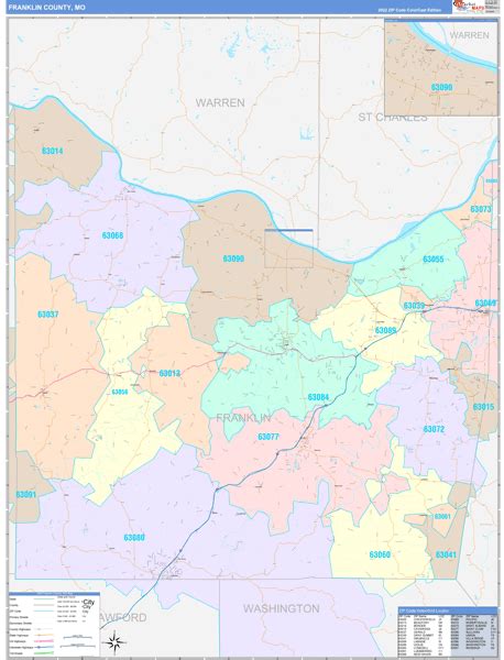 Franklin County Mo Wall Map Color Cast Style By Marketmaps Mapsales