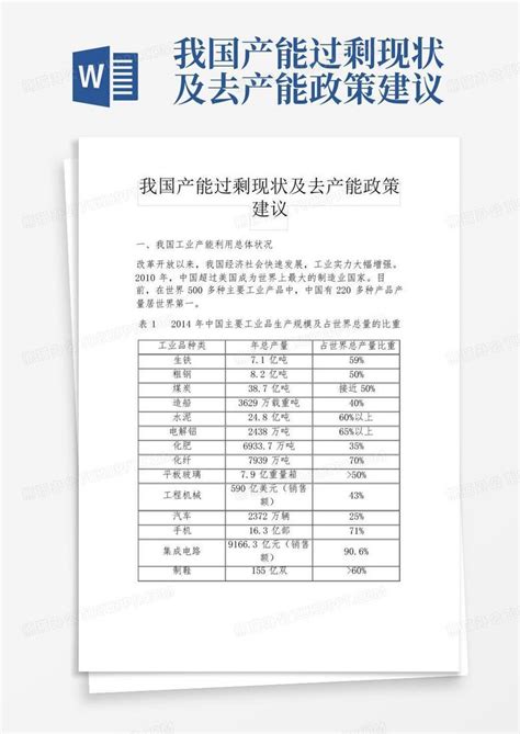我国产能过剩现状及去产能政策建议word模板下载编号logwbpbw熊猫办公