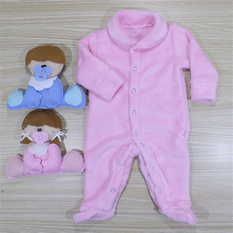 Macacão Tip Top Bebê Prematuro Em Fleece Rosa Bebê Elo7