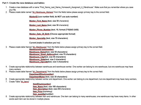 Solved Part 1 Create The New Database And Tables 1 Chegg Com