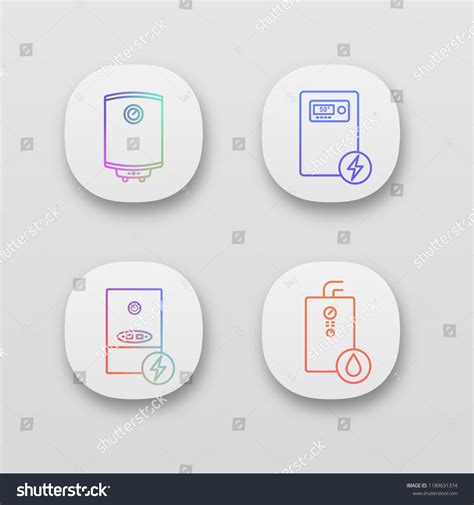 Heating App Icons Set Uiux User Stock Vector Royalty Free 1189631374