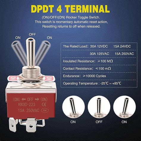 4pin Reverse Polarity Toggle Switch 2pcs 12v Momentary Rocker Switch