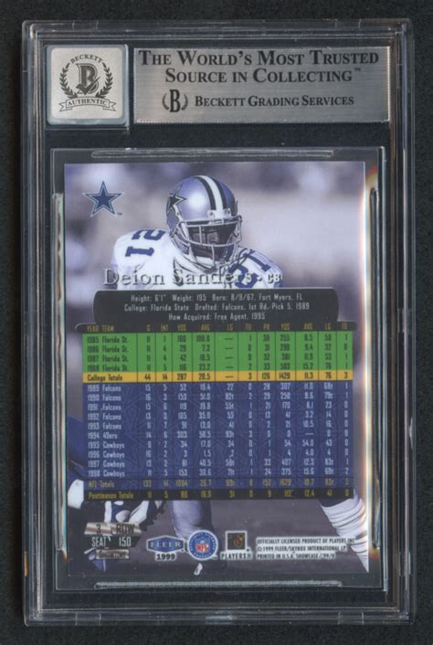Deion Sanders Signed 1999 Flair Showcase 150 Bgs Pristine Auction