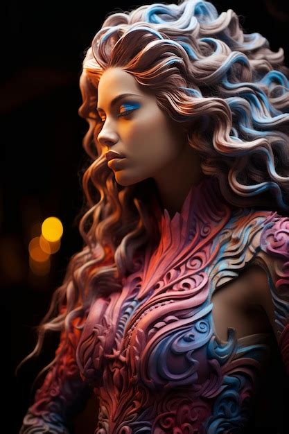 Premium Ai Image Glowing Beauty Embracing The Tall Curvaceous Fit And