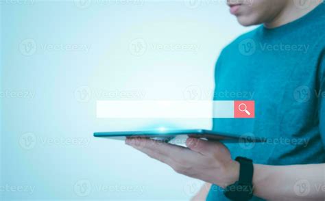 Information Search Technology Search Engine Optimization Male Hand Using A Smartphone To