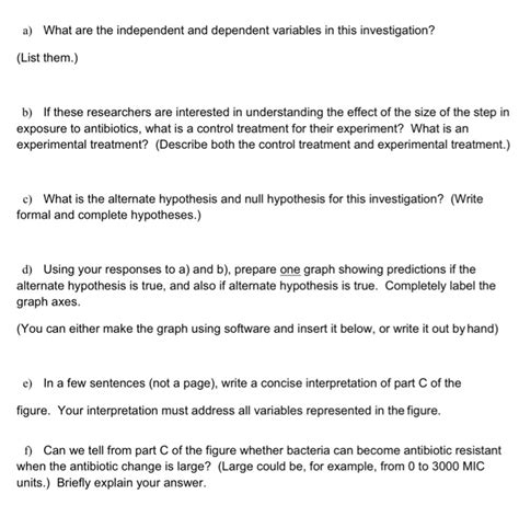 Solved A What Are The Independent And Dependent Variables