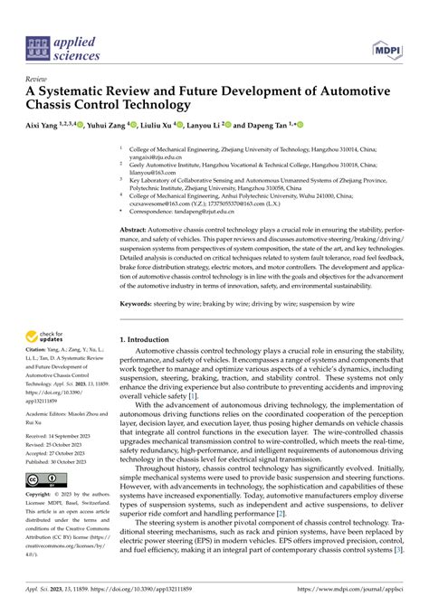 Pdf A Systematic Review And Future Development Of Automotive Chassis Control Technology