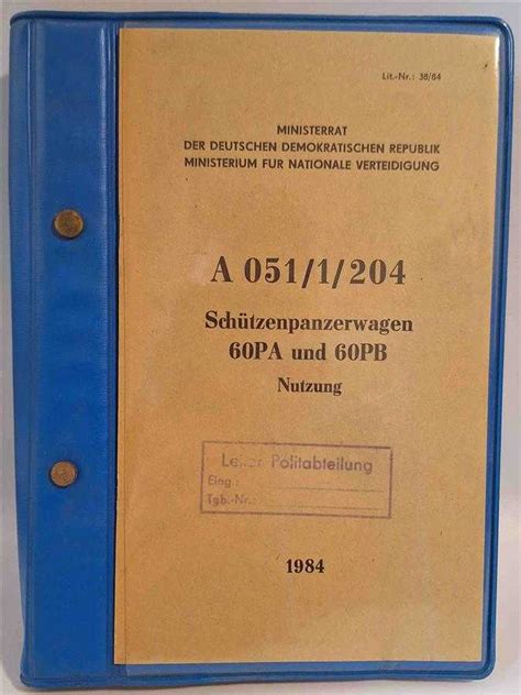 Ddr Dienstvorschrift Nva Militaria Schützenpanzerwagen 60pa 60pb Nutz