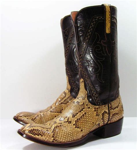 Lucchese Cowboy Boots Mens B Python Snake Vintage Western Etsy