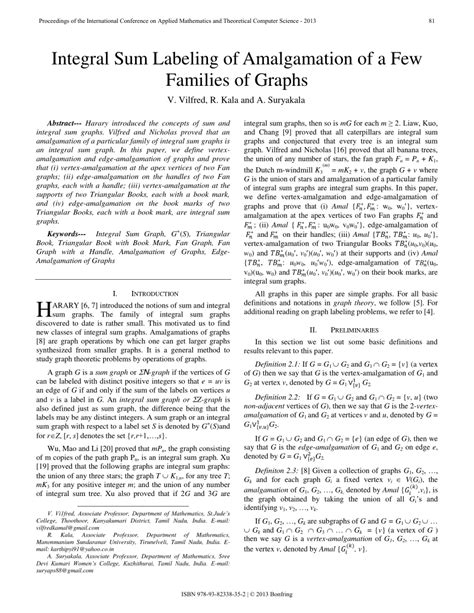 Pdf Integral Sum Labeling Of Amalgamation Of A Few Families Of Graphs