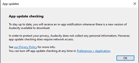 Simplify App Update Checking Screen · Issue 4351 · Audacityaudacity