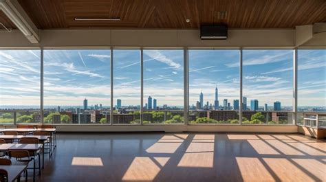 Premium Ai Image Panoramic Window In A Classroom