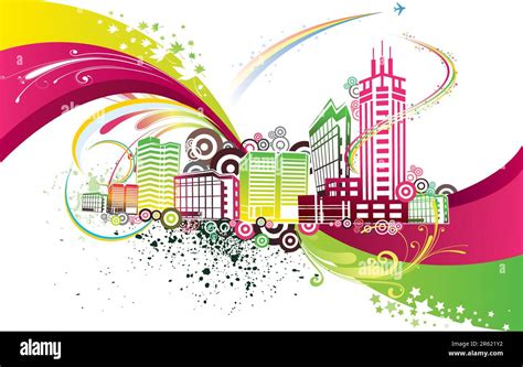 Funky City Building Pattern Design Background Stock Vector Image And Art