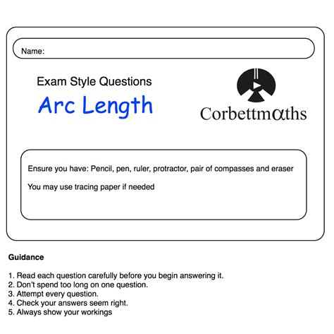 Arc Length Practice Questions Corbettmaths