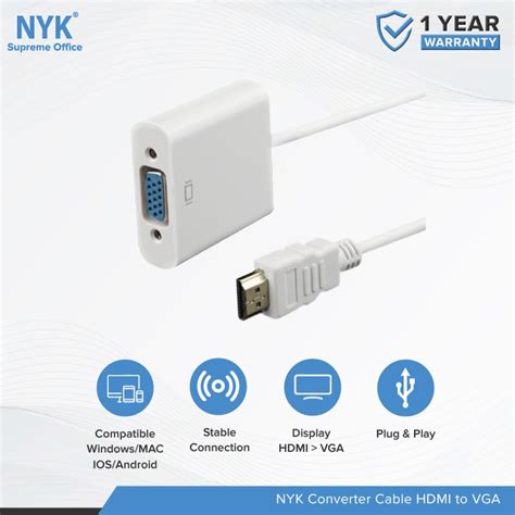 Nyk Converter HDMI Cable Display To VGA Port Shopee Malaysia