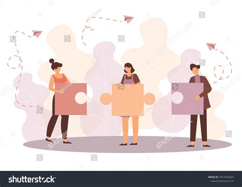 Group Peoples Doing Teamwork Assembling Giant Stock Vector Royalty Free 1814763605 Shutterstock