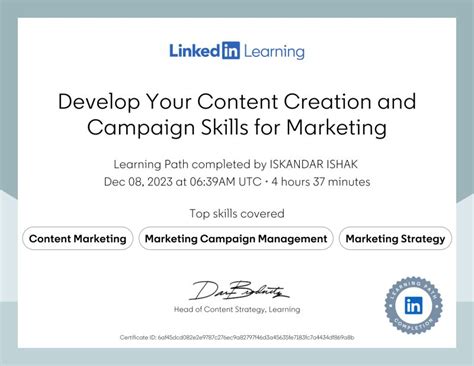 iskandar ishak on linkedin certificate of completion