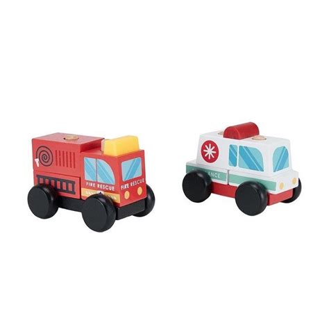 Anko Wooden Stacking Emergency Vehicles Hobbies And Toys Toys And Games On Carousell