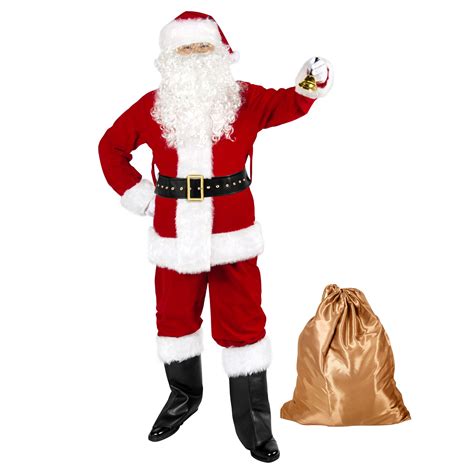 Deluxe Santa Costume For Men Santa Claus Suit 11pcs Adults Christmas