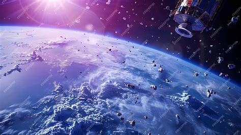 Premium Photo Robotic Satellites Clear Space Debris In Earths Orbit Aiding In Orbital Cleanup