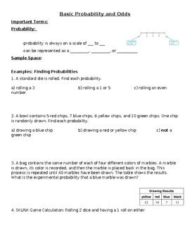 Basic Probability Student Notes And Teacher Key By Beesmathsquad