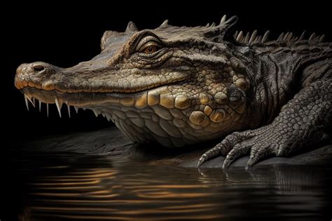 Premium Ai Image Alligator Crocodile Amphibian Predator Ai Generated