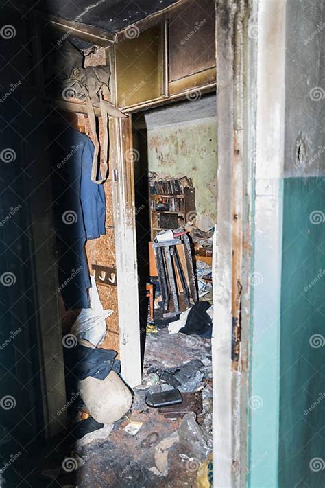 Consequences After A Short Circuit Burnt House Interior Damaged