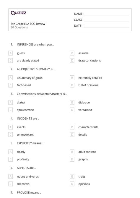 50 Relevant Details Worksheets For 8th Class On Quizizz Free And Printable