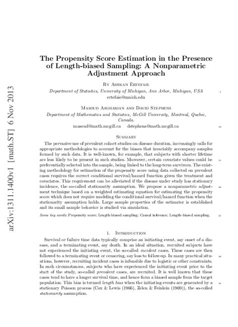pdf propensity score estimation in the presence of length biased