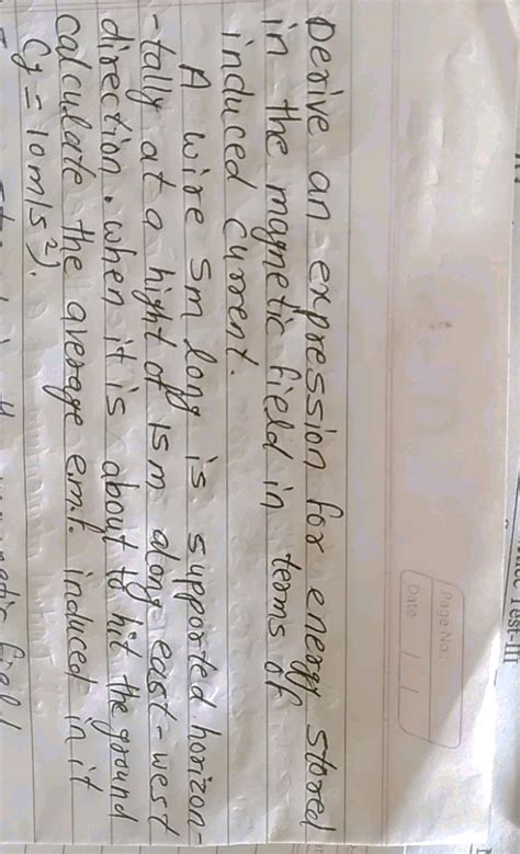 Derive An Expression For Energy Stored In The Magnetic Field In Terms Of