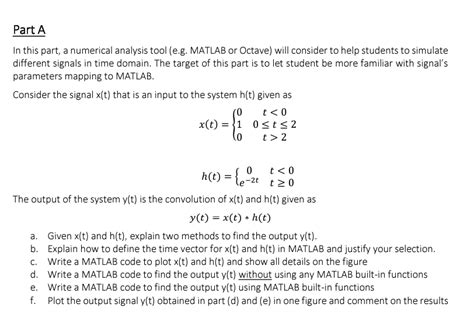 Solved In This Part A Numerical Analysis Tool E G MATLAB Chegg Com