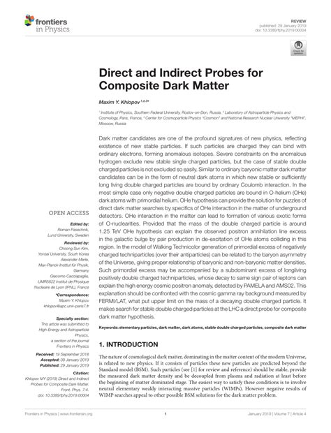 Pdf Direct And Indirect Probes For Composite Dark Matter