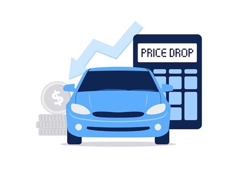 Premium Vector Car Price Go Down Dropping Cost Decline Sales Calculator Money Decrease Value
