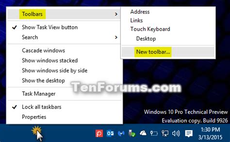 add or remove quick launch toolbar in windows 10 customization tutorials