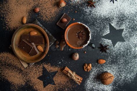 Cup Of Hot Chocolate Mug Of Traditional Winter Chocolate Drink Stock