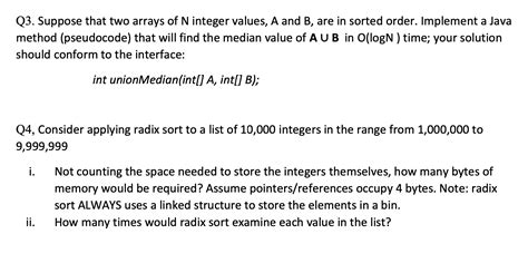 Solved Q3 ﻿suppose That Two Arrays Of N ﻿integer Values A
