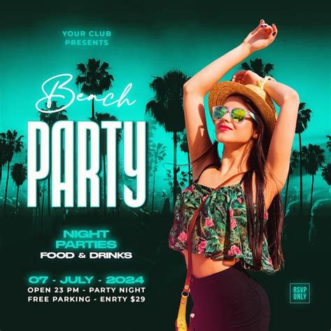 Premium Psd Beach Party Flyer Template