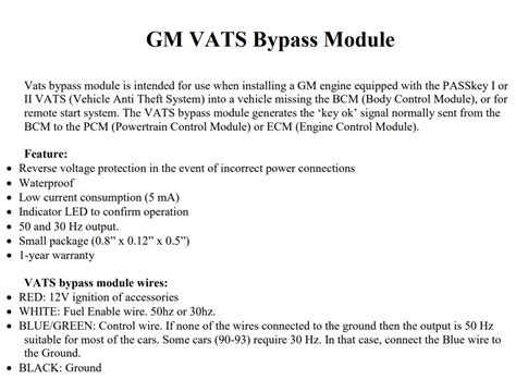 Gm Vats Passkey Ii Bypass Module 3050 Hz For Ls1 Lt1 Lsx Swap