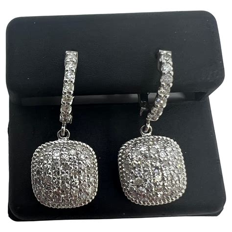 14k White Gold Diamond Star Dangle Drop Pave Earrings For Sale At 1stdibs