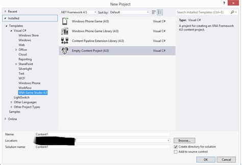 Net Why When Trying To Create New XNA 4 0 Project In C I See Only 4