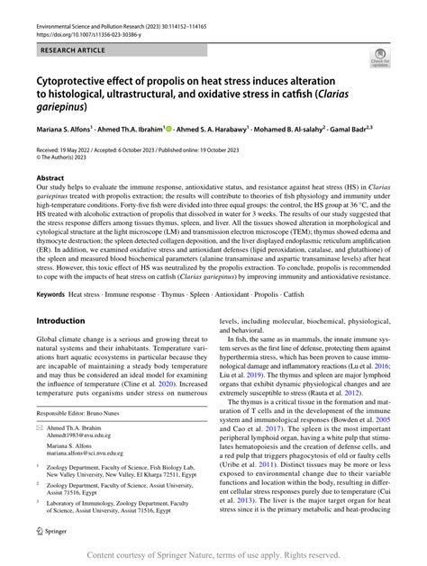 Pdf Cytoprotective Effect Of Propolis On Heat Stress Induces