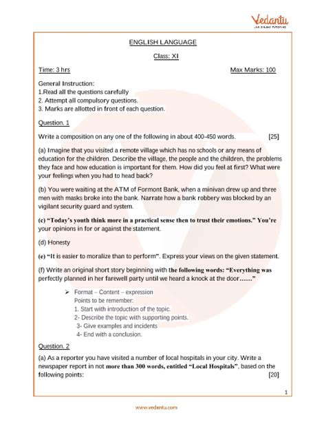 Isc Class 11 English Language Sample Papers Solved Example Papers