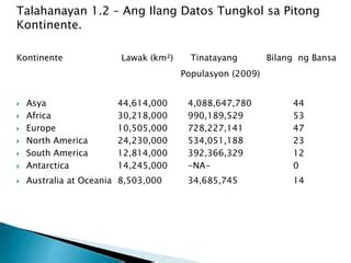 Klima At Ang Mga Kontinente Ng Daigdig PPT