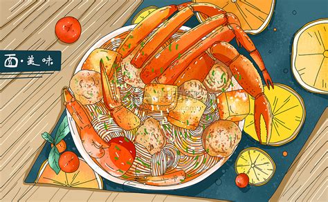 大闸蟹面条插画图片下载 正版图片400292814 摄图网