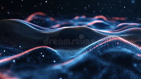 Abstract Digital Waveform With Glowing Particles And Dynamic Light