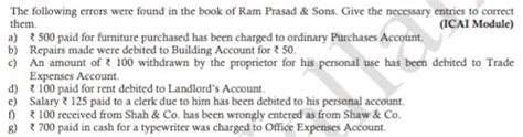 The Following Errors Were Found In The Book Of Ram Prasad Sons Give T